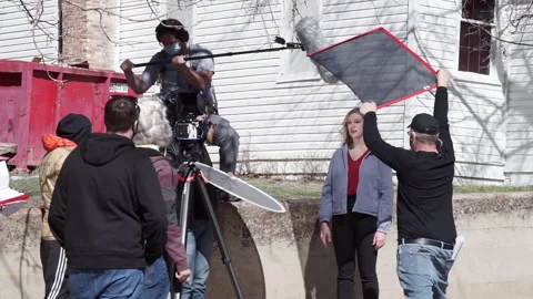 Behind the scenes of a news reporter tal... | Stock Video | Pond5