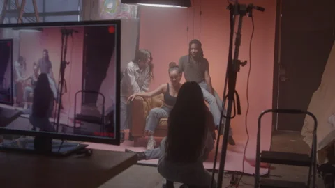 Behind the Scenes Shot of a Group Portra... | Stock Video | Pond5