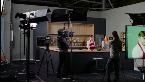 Behind the scenes of studio set, shootin... | Stock Video | Pond5