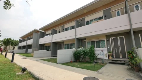 Beige and Brown Modular Home Exterior De... | Stock Video | Pond5