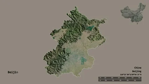 Beijing location. China. Satellite map | Stock Video | Pond5