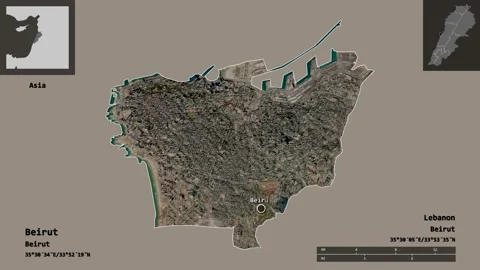 Beirut location. Lebanon. Satellite map | Stock Video | Pond5