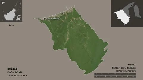 Belait location. Brunei. Satellite map | Stock Video | Pond5
