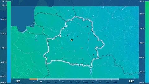 Belarus - average temperature, borders a... | Stock Video | Pond5