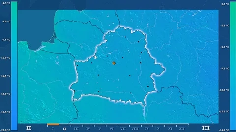 Belarus - minimum temperature, borders a... | Stock Video | Pond5