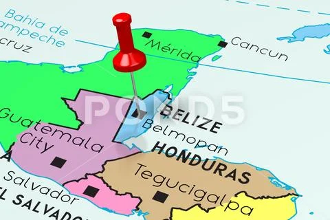 Belize, Belmopan - capital city, pinned on political map: Graphic ...