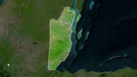 Belize map - solid. Glow. Satellite. Lab... | Stock Video | Pond5