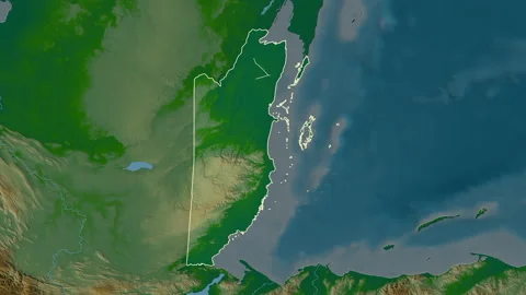 Belize map - solid. Regions. Physical. L... | Stock Video | Pond5