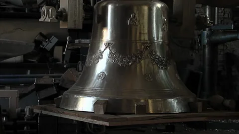 Bell Foundry, Finished Bells at the Prod... | Stock Video | Pond5