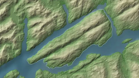 Bell Island. Physical map. Zoom | Stock Video | Pond5