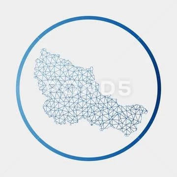 Belle Ile icon. Network map of the island. Round Belle Ile sign with ...