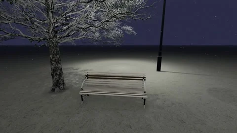 a bench under a tree and a lantern in a ... | Stock Video | Pond5