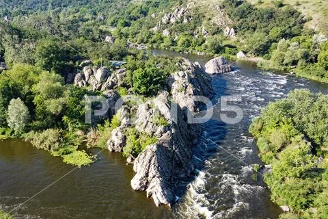A bend of the Southern Bug river called Integral from a bird's eye view ...