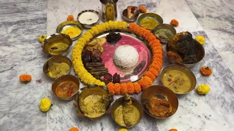 Bengali platter served in rice ceremony ... | Stock Video | Pond5