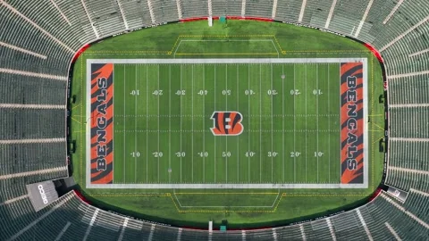 Bengals football field at Paycor Stadium... | Stock Video | Pond5