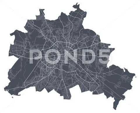 Berlin map. Detailed map of Berlin city poster with streets. Dark ...
