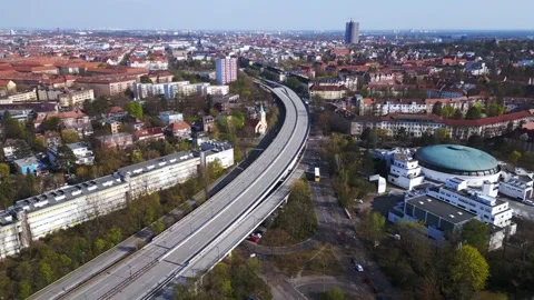 Berlin round roof house, freeway highway... | Stock Video | Pond5