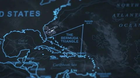 the bermuda triangle map animation. | Stock Video | Pond5