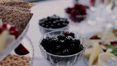 a berries on the buffet table in the res... | Stock Video | Pond5