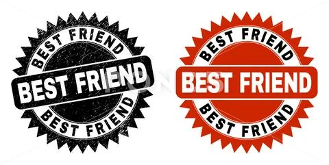 BEST FRIEND Black Rosette Stamp with Unclean Surface: Graphic #145455365