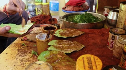 betel leaf with eating ingredients from ... | Stock Video | Pond5