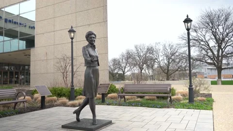 Betty Ford statue at the Gerald Ford Pre... | Stock Video | Pond5