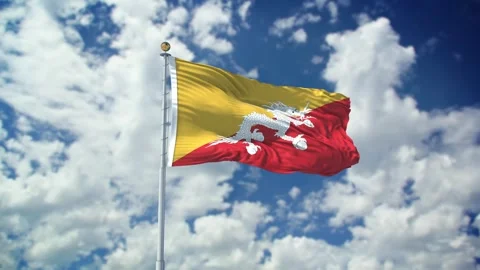 Bhutan Flag Realistic Waving 4k | Stock Video | Pond5