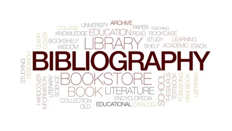 Bibliography animated word cloud, text d... | Stock Video | Pond5