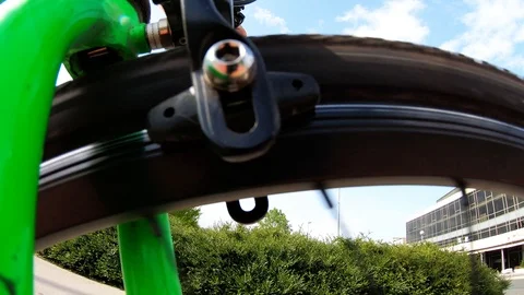 Bicycle Ride Trough City Tire Side View | Stock Video | Pond5