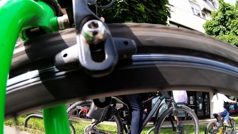 Bicycle Ride Trough City Tire Side View | Stock Video | Pond5
