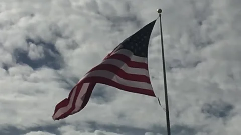 Big American Flag Waving in Slow Motion | Stock Video | Pond5