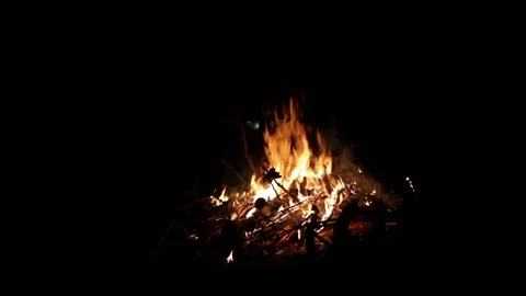 Big beautiful bonfire on black backgroun... | Stock Video | Pond5
