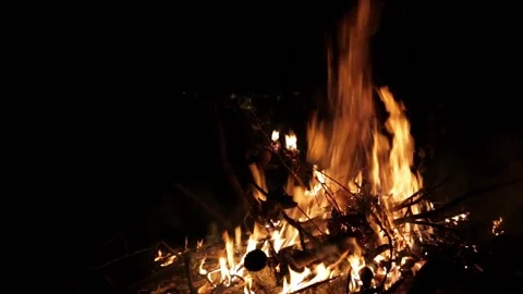 Big beautiful bonfire on black backgroun... | Stock Video | Pond5
