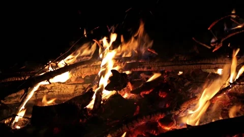 Big beautiful bonfire on black backgroun... | Stock Video | Pond5