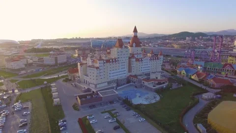 Big beautiful castle disney at sunset fi... | Stock Video | Pond5