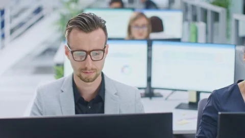 Large Corporate Office Busy Stock Video Footage | Royalty Free Large ...