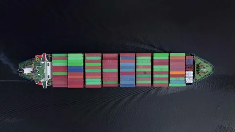 Big container ship moves across the bay ... | Stock Video | Pond5