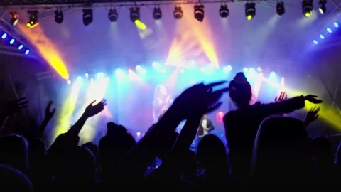 Big crowd at concert cheering clapping h... | Stock Video | Pond5