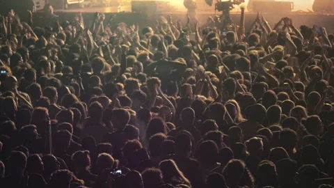 Big crowd of people dancing on music fes... | Stock Video | Pond5