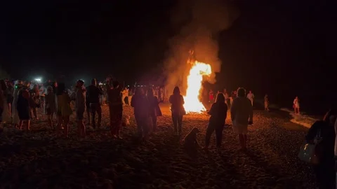 Big crowd at the traditional bonfire fes... | Stock Video | Pond5