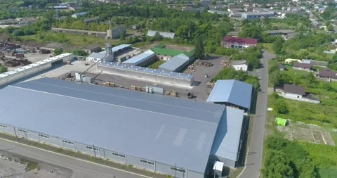 Big factory top view. A modern plant in ... | Stock Video | Pond5