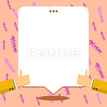 Big finger raised up pointing to whiteboard with information. White ...