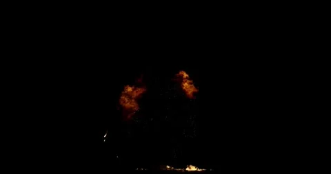 Big fire explosion giant from the bottom... | Stock Video | Pond5