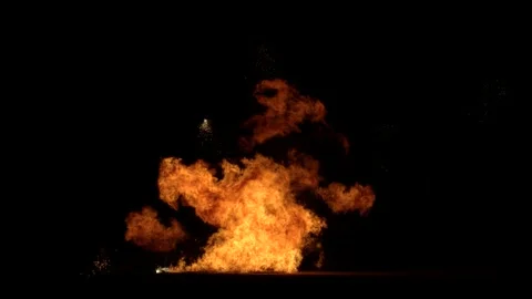 Big fire explosion ground sparks from th... | Stock Video | Pond5