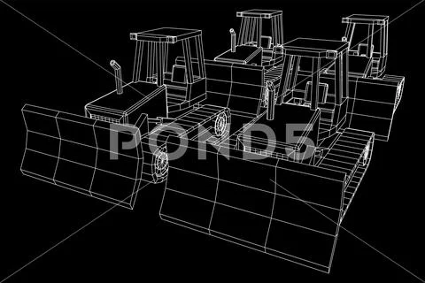 Big front-end loader bulldozer. Heavy equipment machine.: Graphic ...