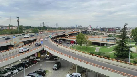 A big loop on the highway in a big city ... | Stock Video | Pond5