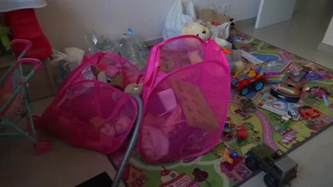 Big mess in children's room full of scat... | Stock Video | Pond5