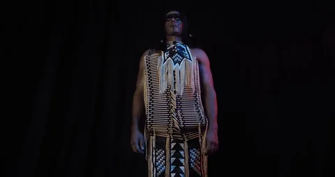 Big muscular native american man in trad... | Stock Video | Pond5