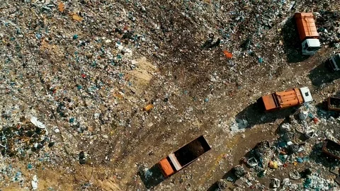 Big Orange Garbage Truck Garbage In Huge... | Stock Video | Pond5