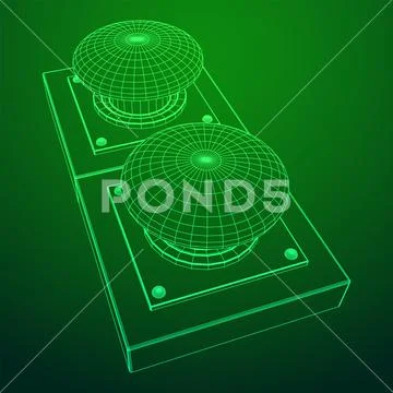 Big panic launch push button. Wireframe low poly mesh: Royalty Free ...